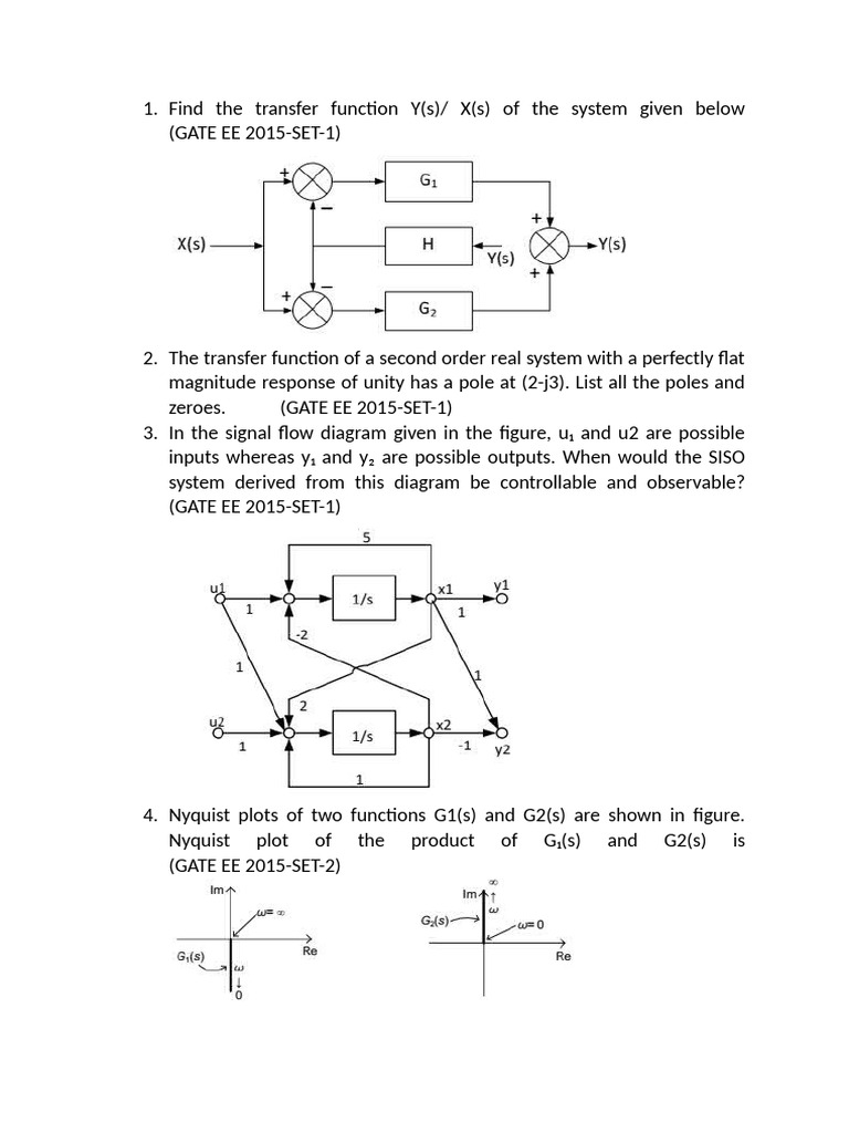Cs Gate Questions | PDF | Control Theory | Damping
