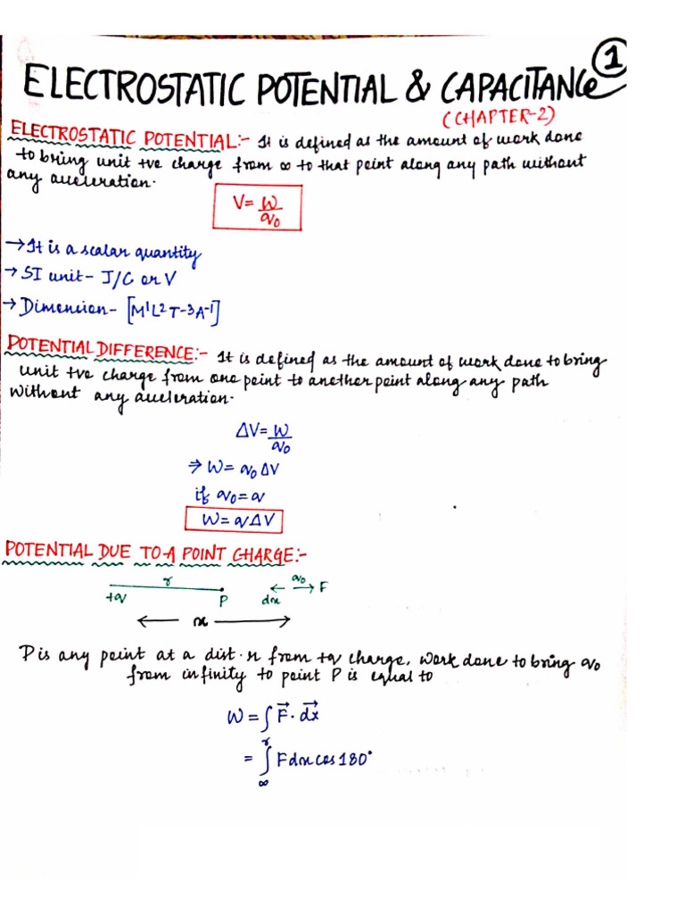 Electrostatic Potential HW Notes by DHK | PDF
