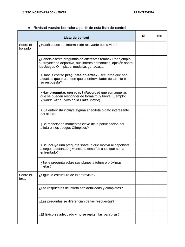 Lista de Control | PDF