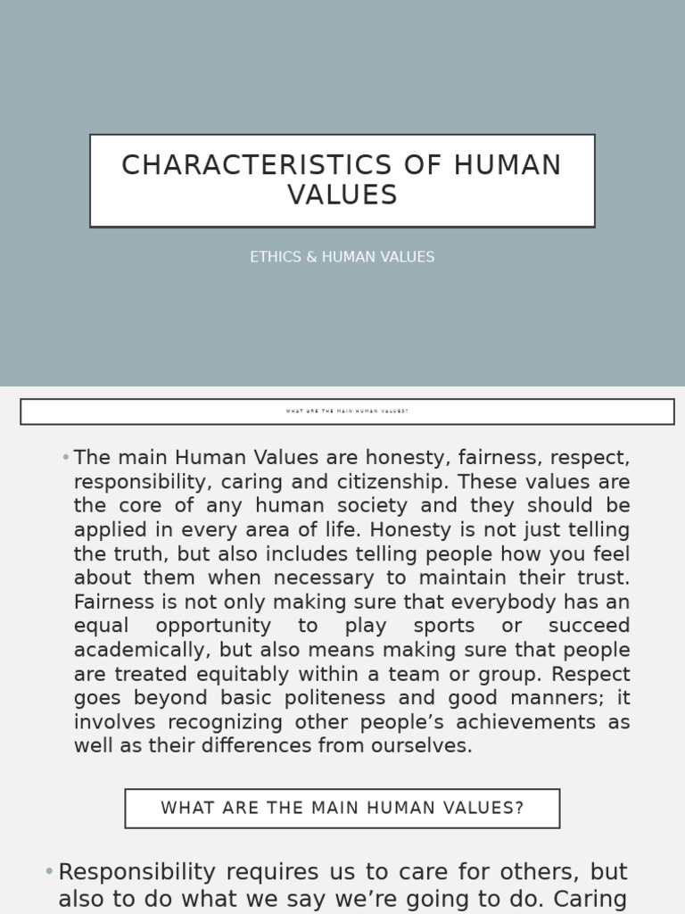 Characteristics of Human Values | PDF | Psychology | Behavioural Sciences