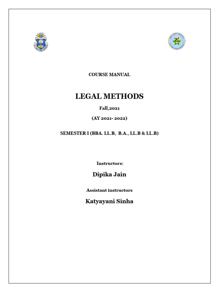 Legal Methods Fall 2021 - Final Course Manual | PDF | Precedent ...