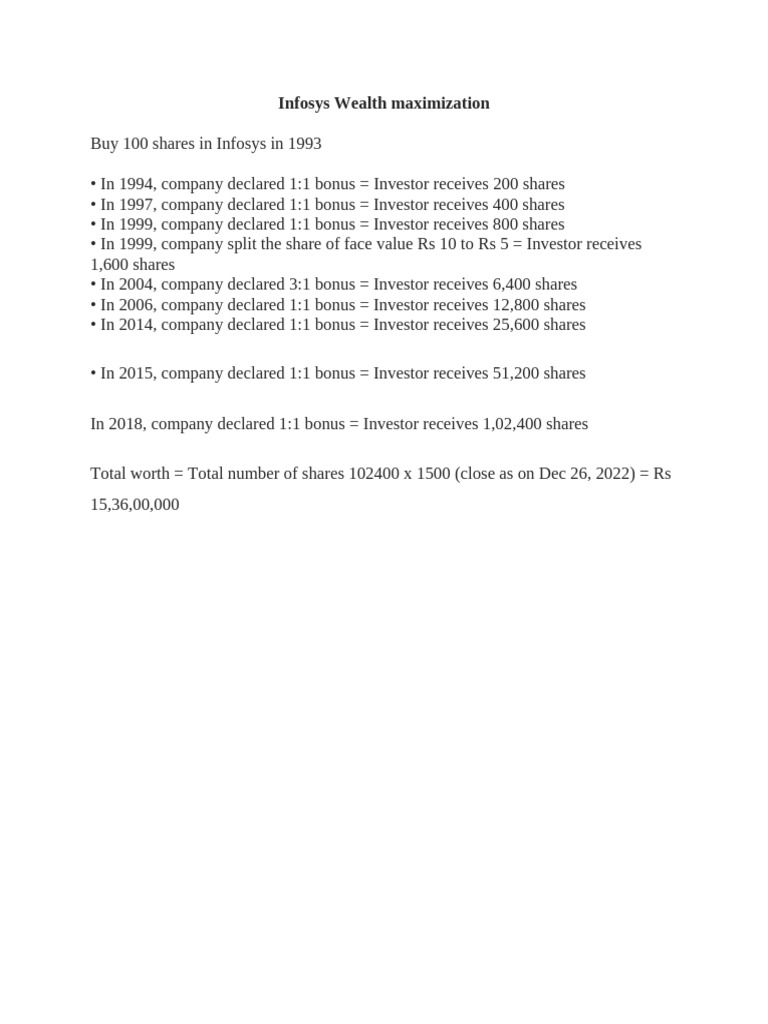 Infosys Wealth Maximization | PDF