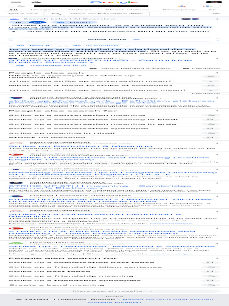 "Strike Up Relationships Meaning" | PDF | Dictionary | Linguistics