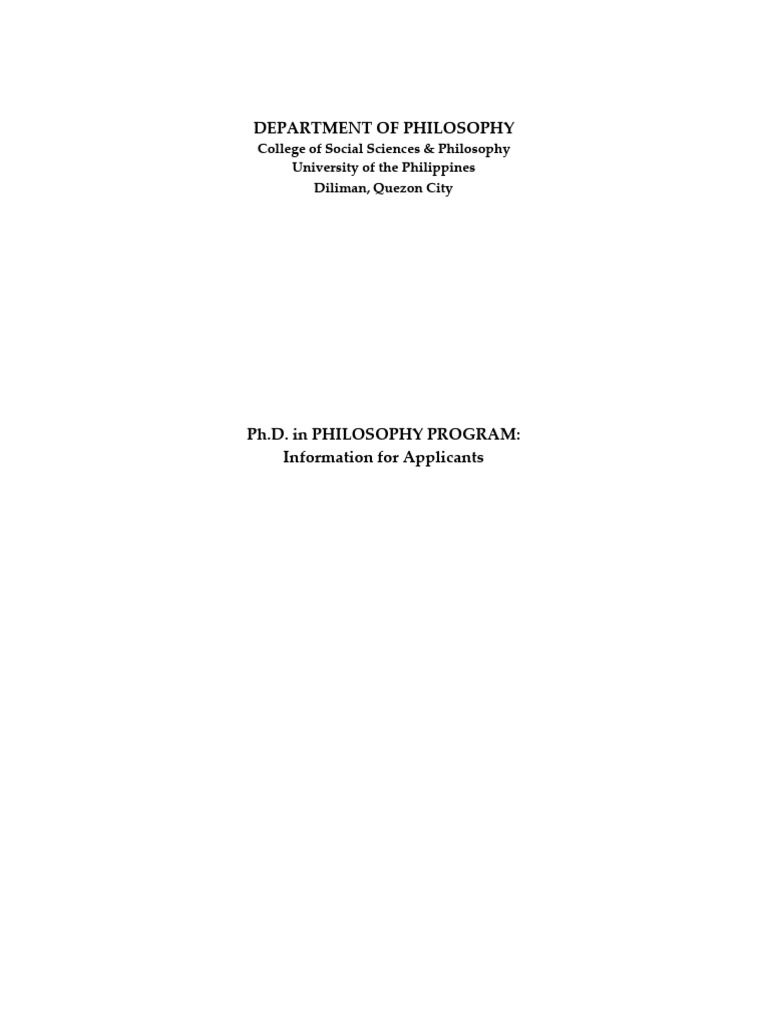 PhD Philosophy Program Admission Guide | PDF | Thesis | Western Philosophy
