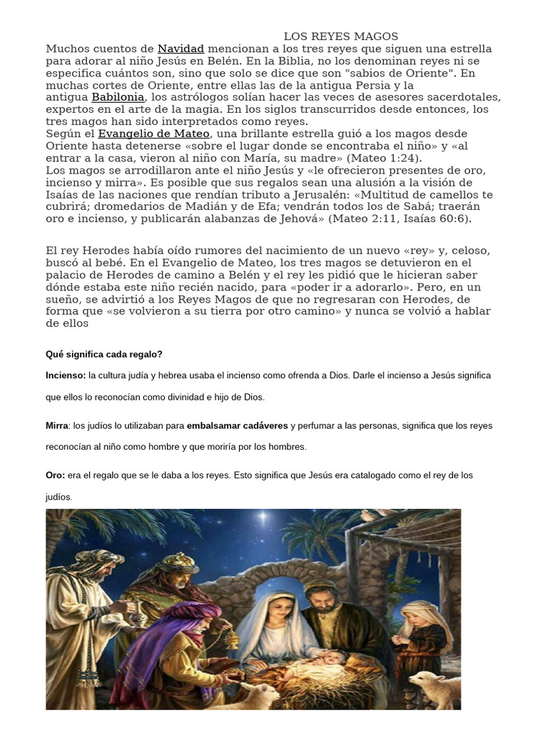 Ficha sobre los Reyes Magos | PDF