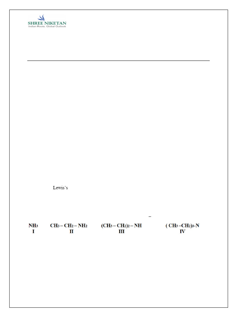 CHEMISTRY WORKSHEET-XII-AMINES | PDF | Amine | Organic Compounds
