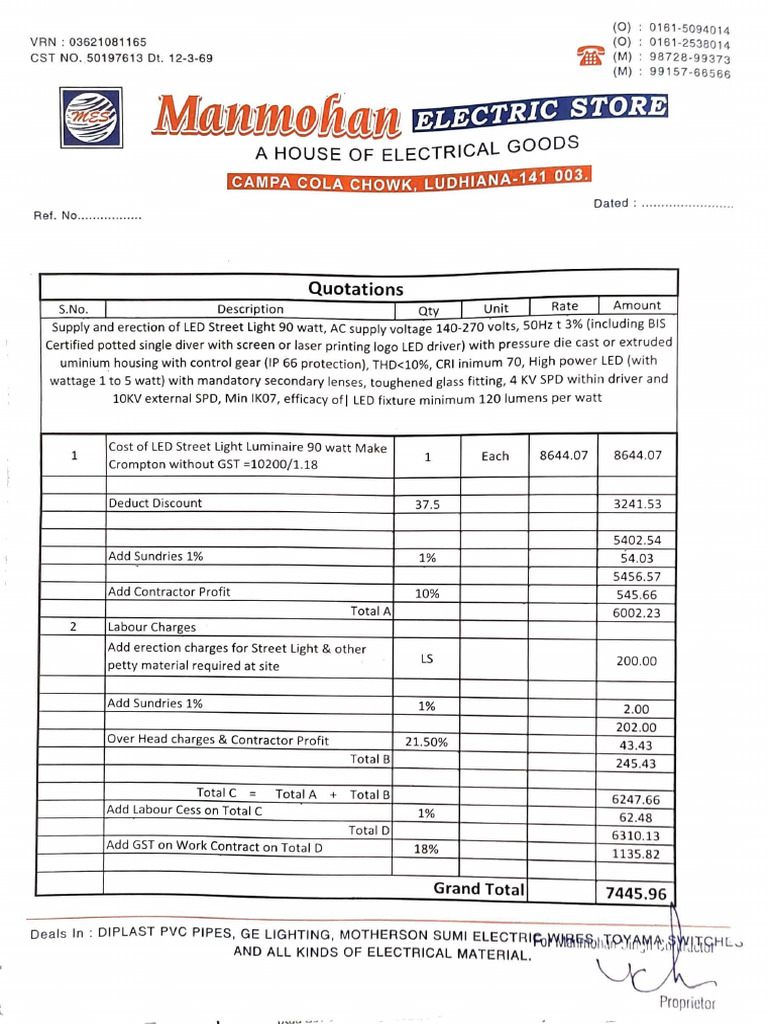 90W LED Quotations | PDF