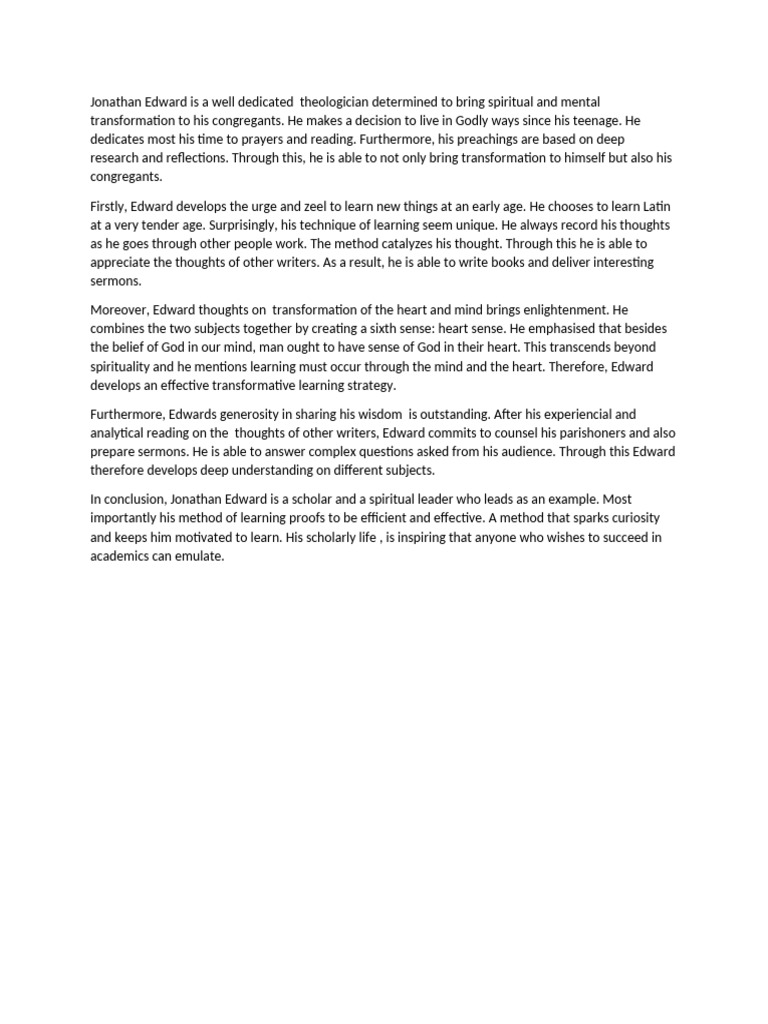 Jonathan Edward Life Reflection | PDF