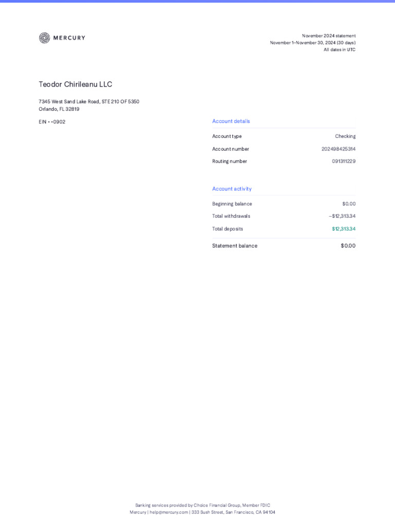 November 2024 Bank Statement Summary | PDF | Banks | Investing