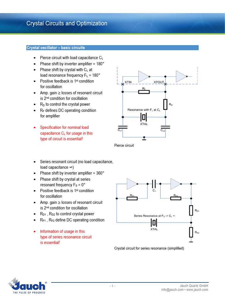 Crystal Oscillator Circuit Optimization | PDF | Amplifier | Resonance