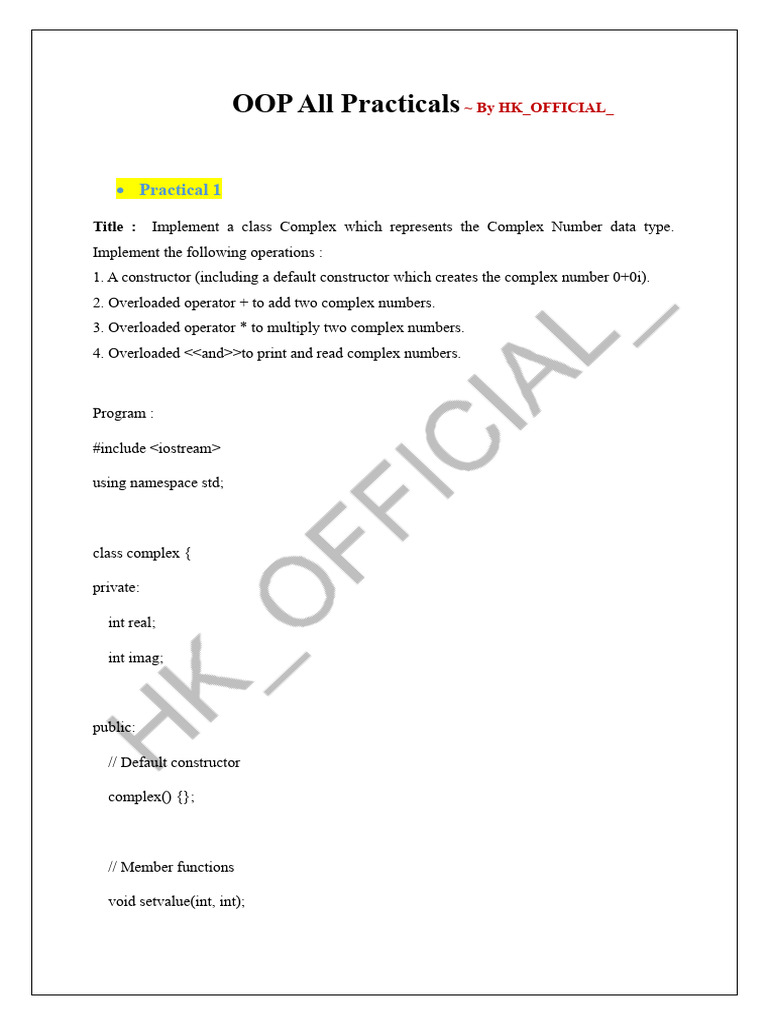 OOP All Practicals Updated - by HK - OFFICIAL | PDF | Programming Paradigms | Software Engineering
