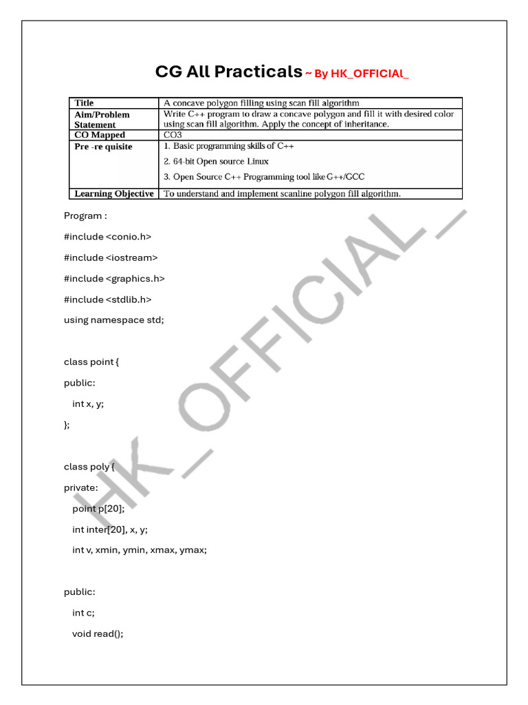 CG All Practicals by HK Official | PDF | Geometric Shapes