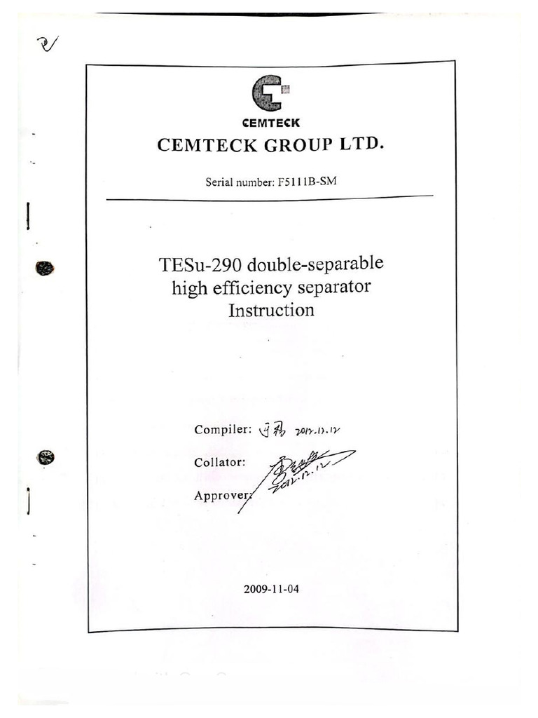 84.17 DY, SEPARATOR, TEUS-290 Double-Separable High Efficence Separator ...