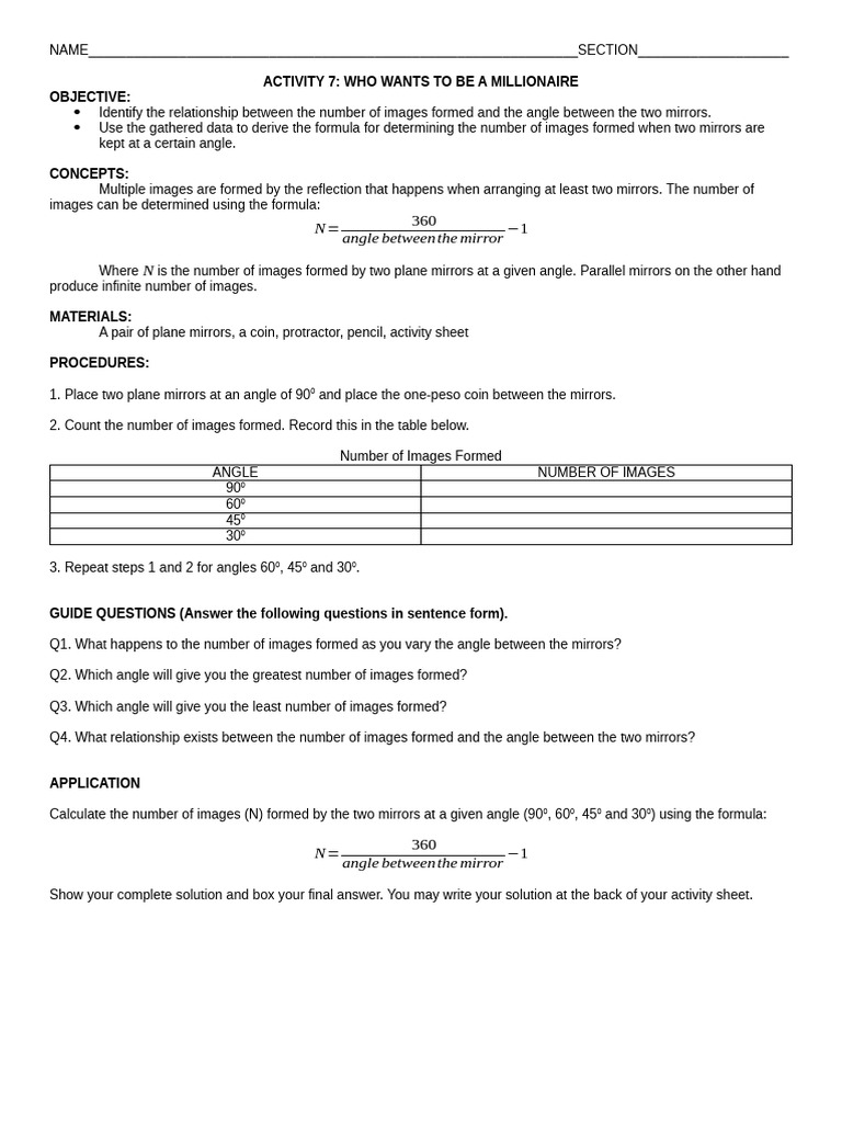 Activity 7 Multiple Reflection | PDF