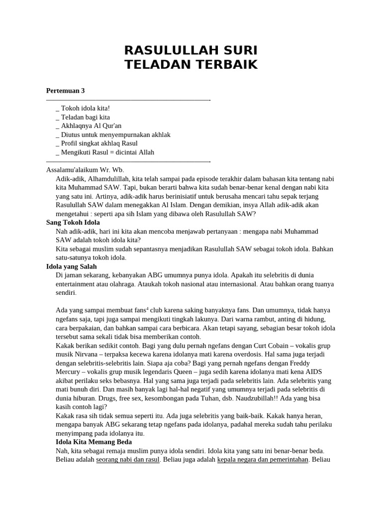 Rasulullah: Suri Teladan Terbaik | PDF