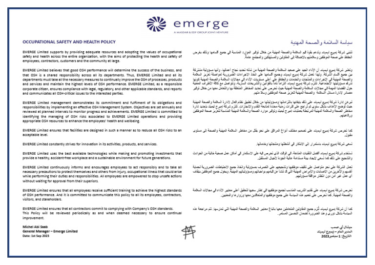 OSH Policy - Final | PDF