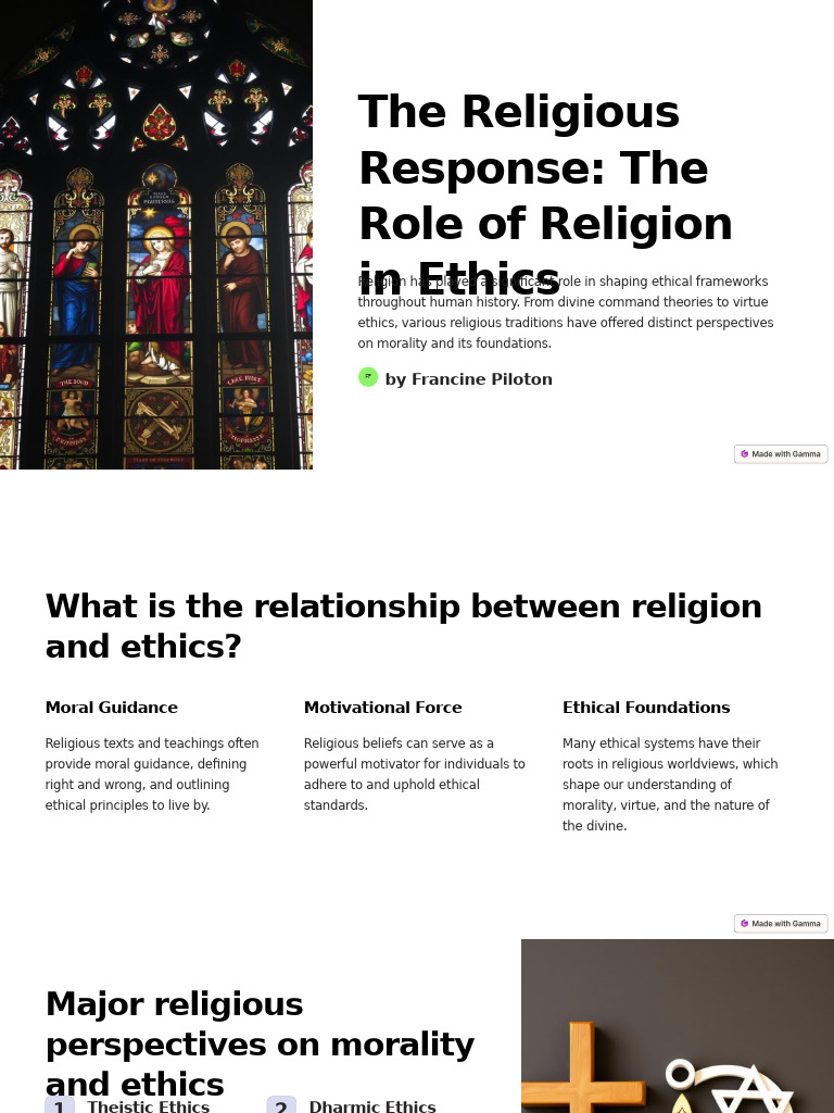 The Religious Response The Role of Religion in Ethics | PDF | Morality ...