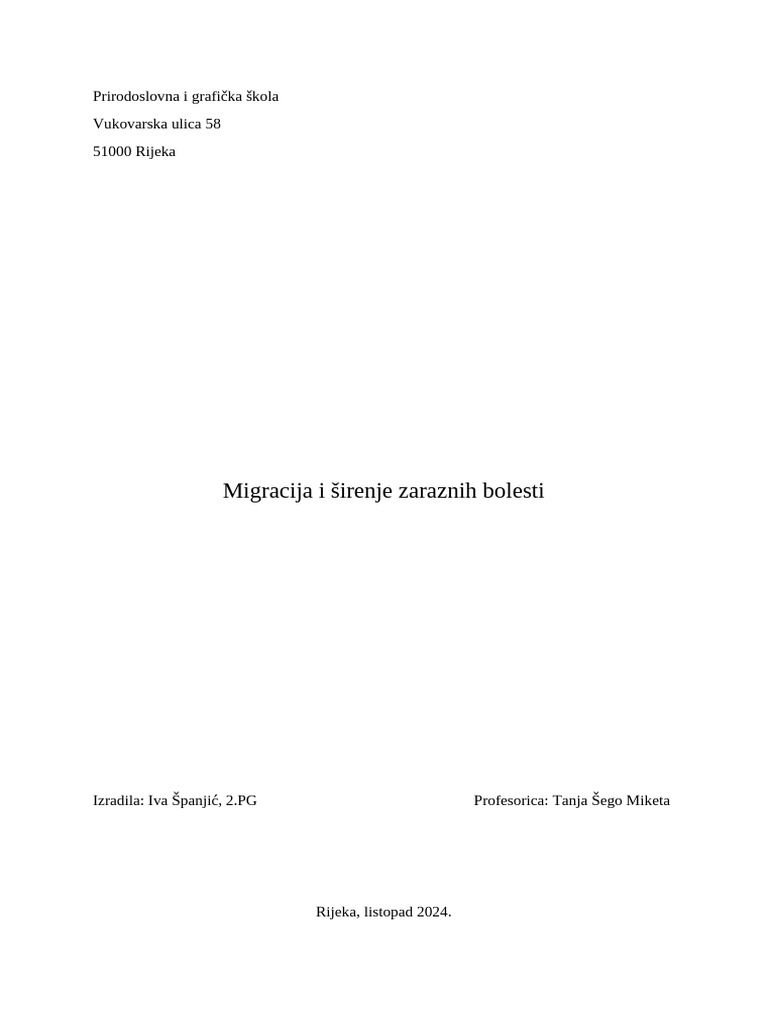Migracija I Širenje Zaraznih Bolesti | PDF