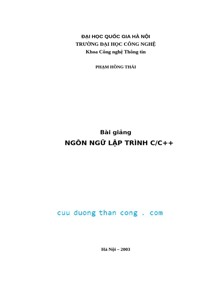 C++ - PH M H NG Thái - Uet | PDF