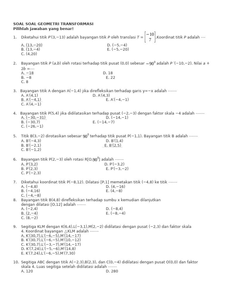 Soal Soal Geometri Transformasi | PDF