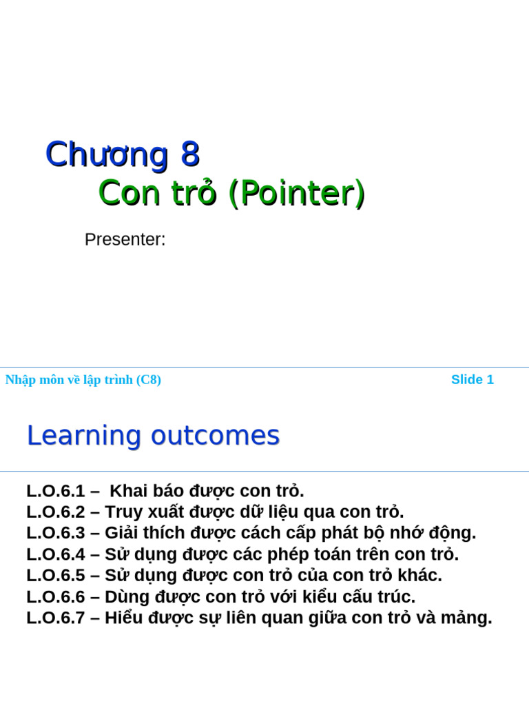 Nhap Mon Lap Trinh Vuong Ba Thinh NMVLT c8 Con Tro (Pointer) | PDF
