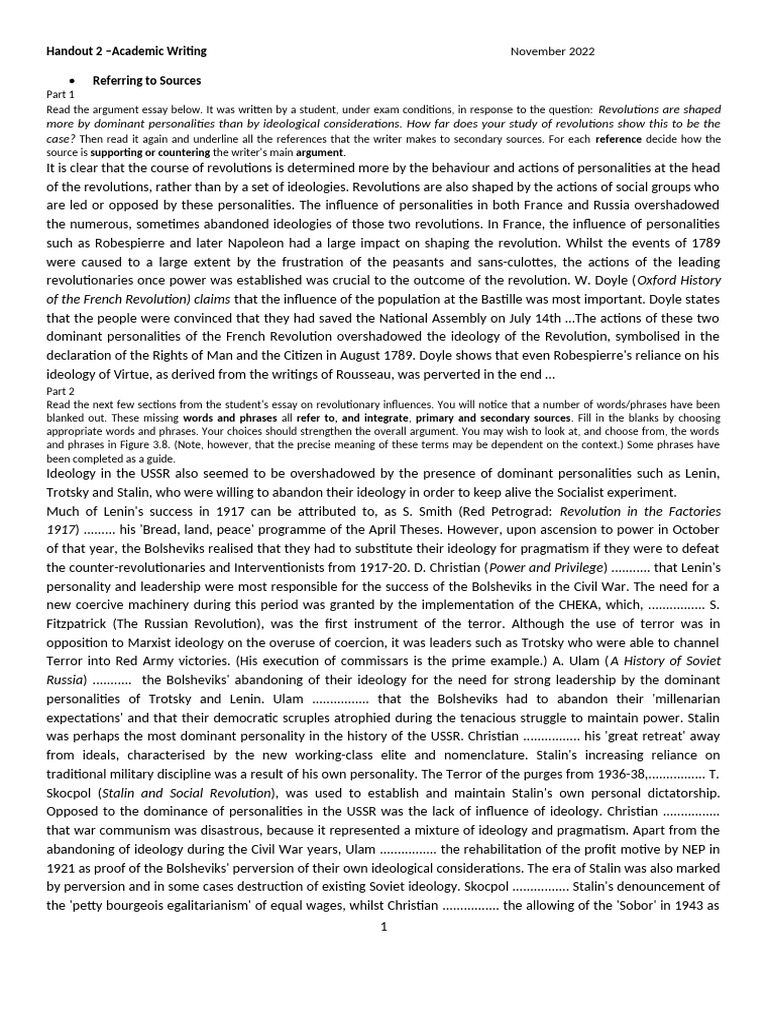 2nd Handout - Academic Writing | PDF | Genetic Engineering | Vladimir Lenin