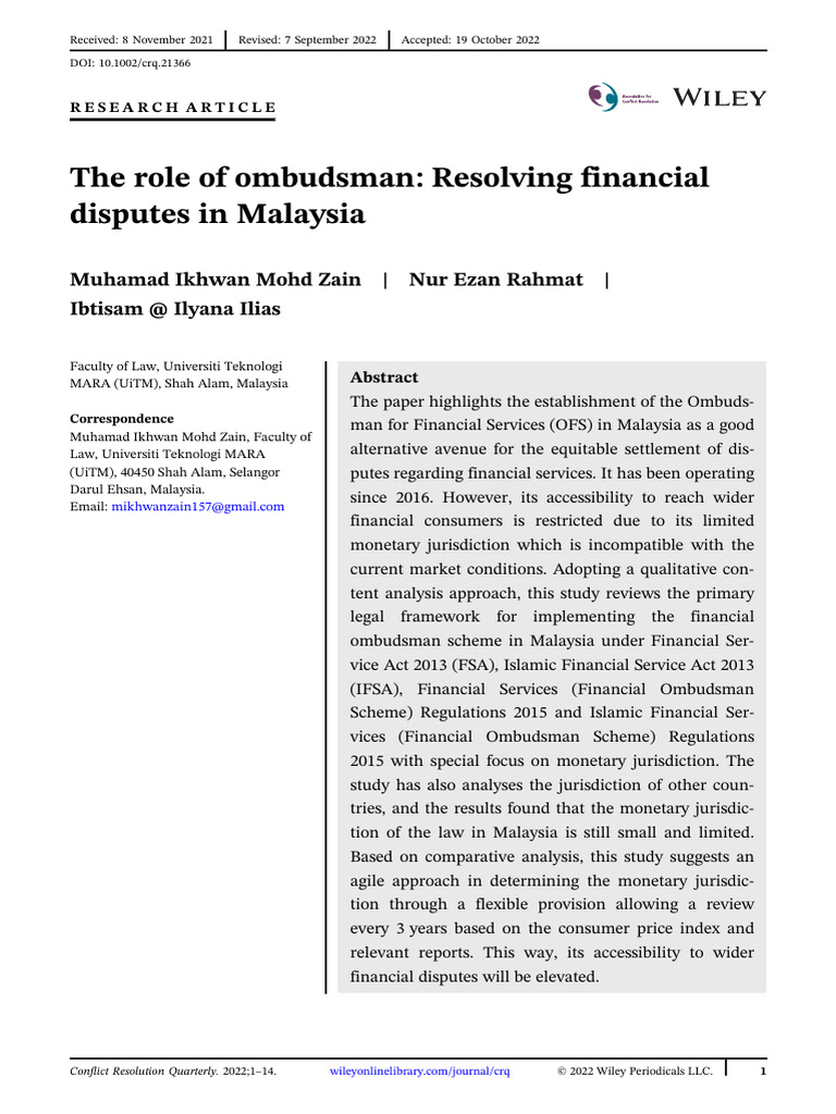 Ombudsman | PDF | Alternative Dispute Resolution