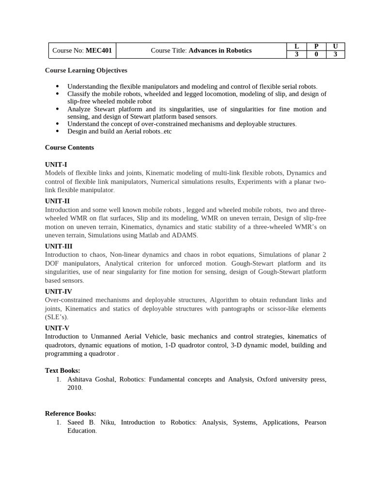 Advances In Robotics Pdf Robotics Robot