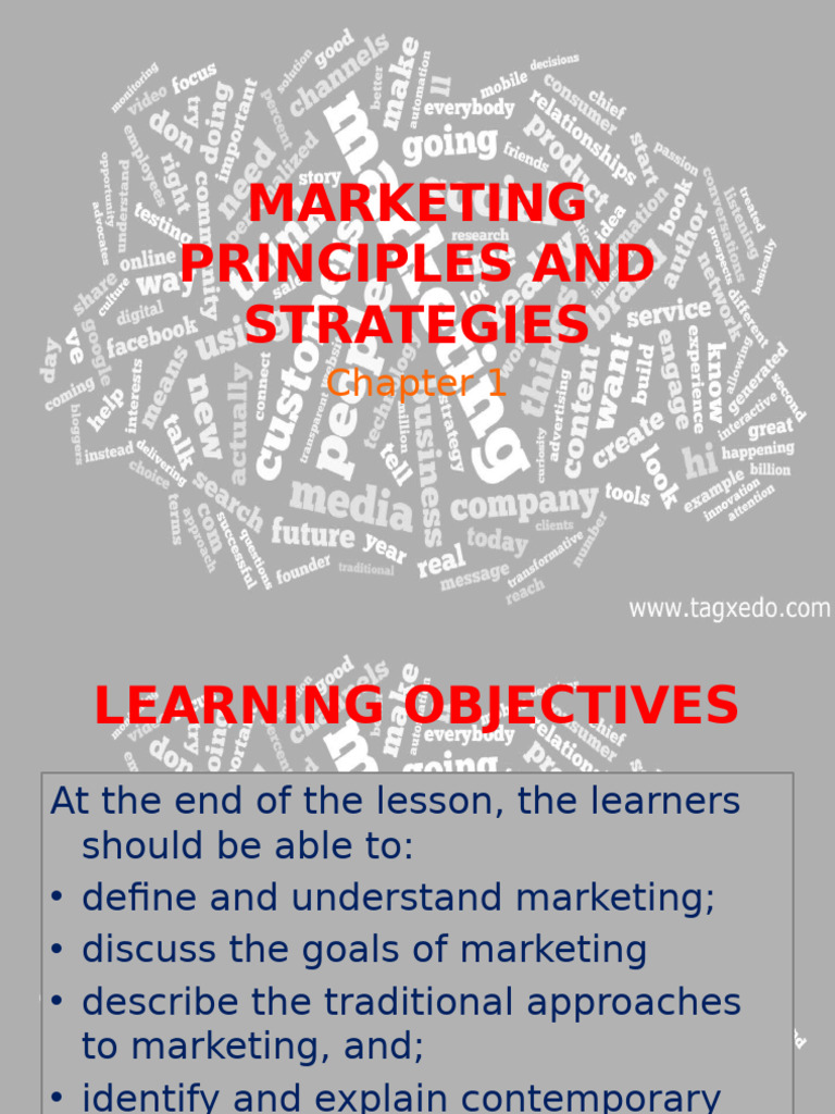 Lesson 1 Marketing Principles and Strategies 1 | PDF | Marketing | Customer