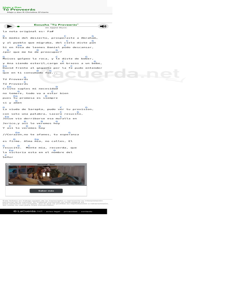 Tu Proveeras, Majo y Dan Acordes | PDF