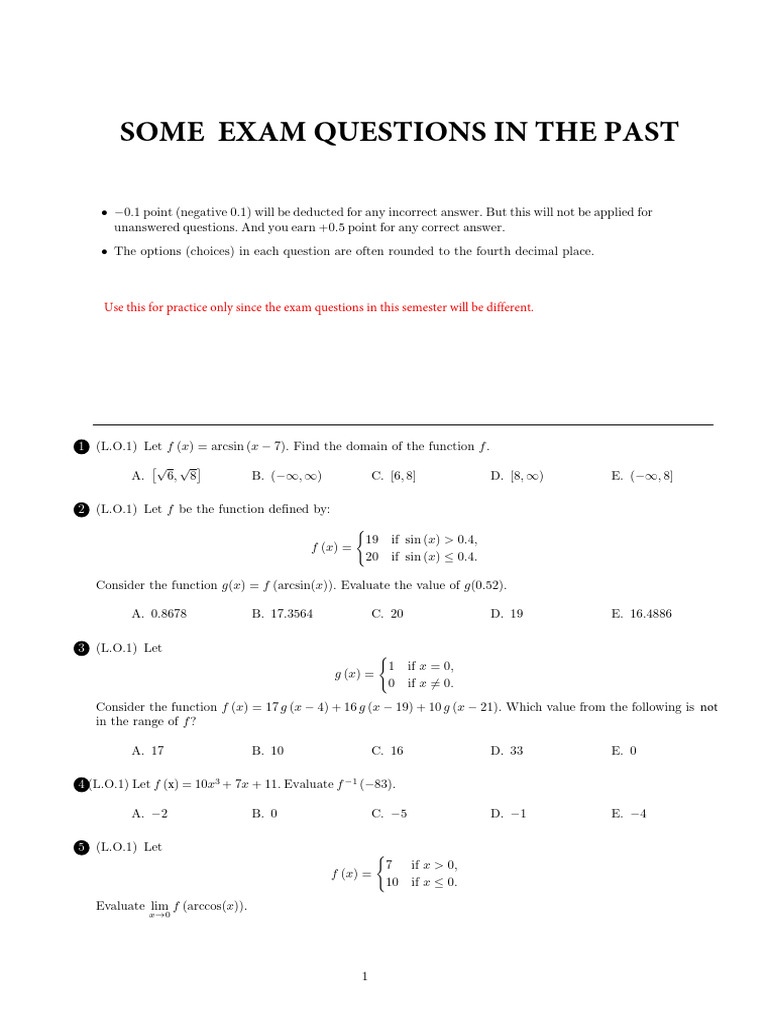 Some_old_questions | PDF | Mathematical Relations | Mathematical Concepts