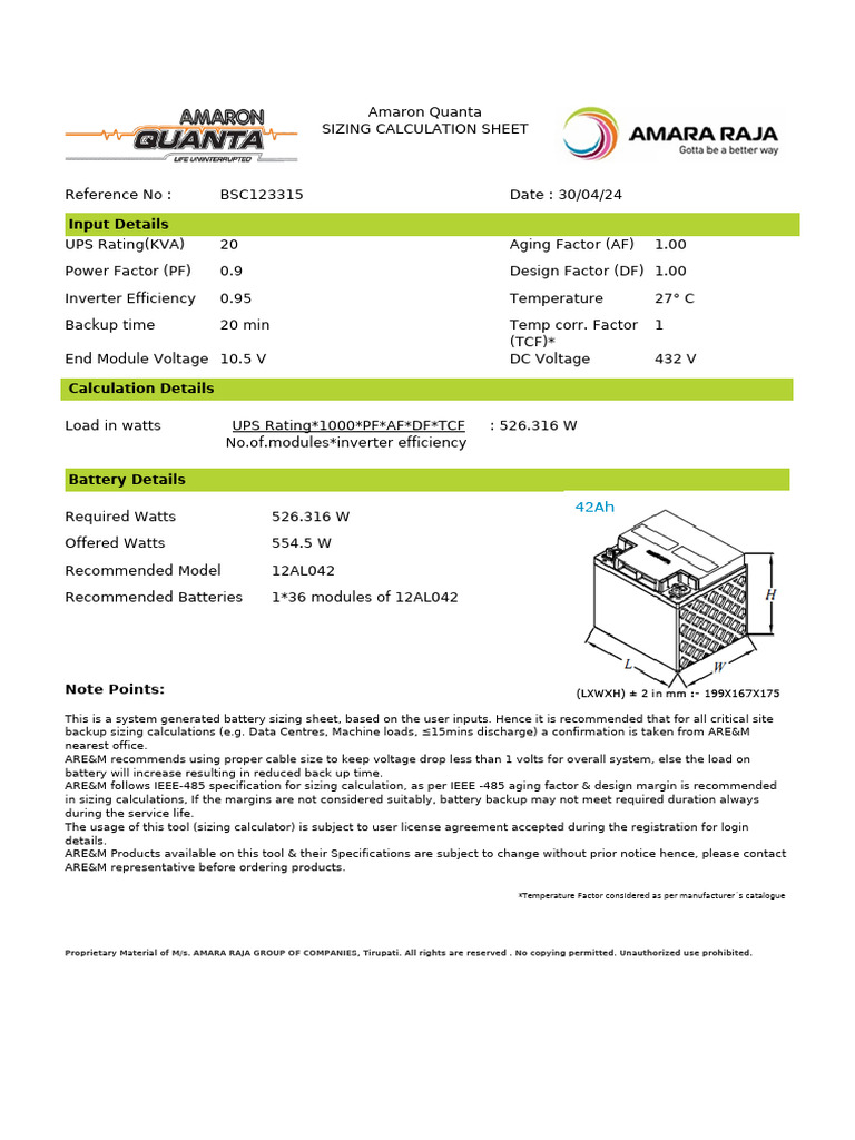 20KVA UPS Battery Sizings | PDF | Power Inverter | Electronics
