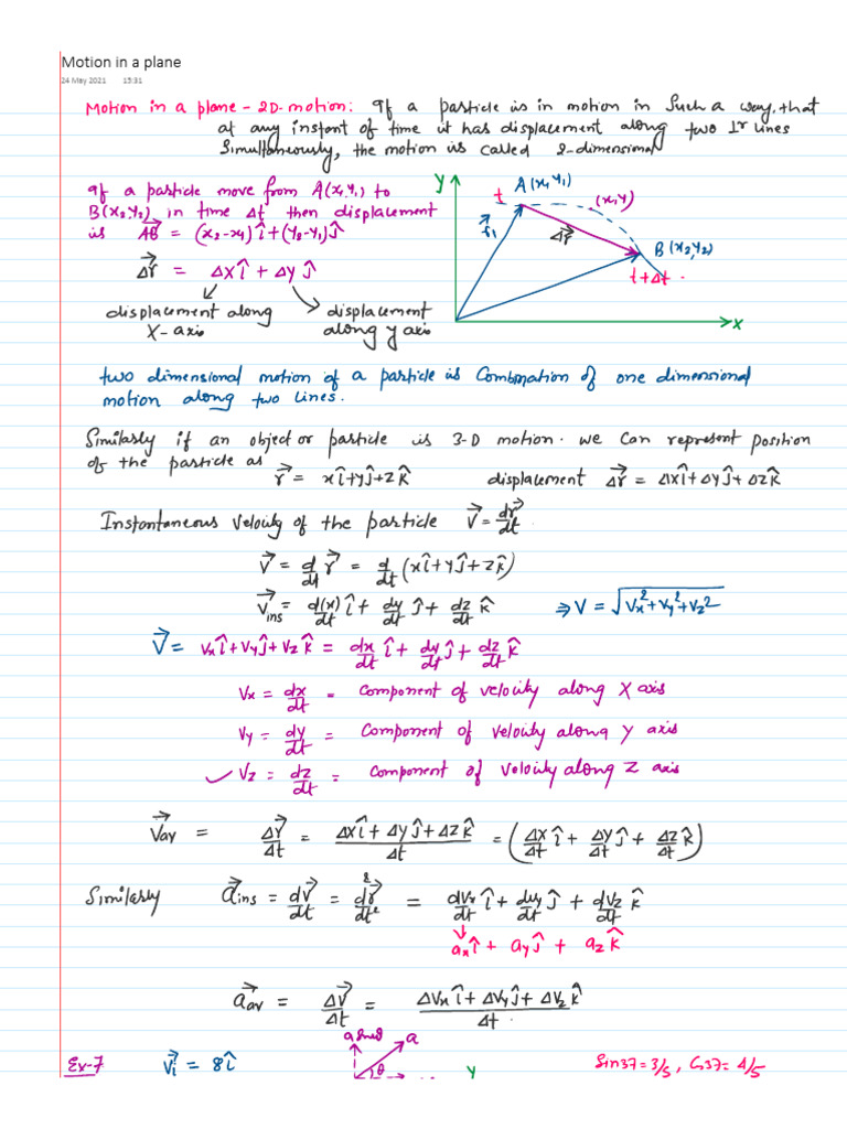 Motion in Plane | PDF