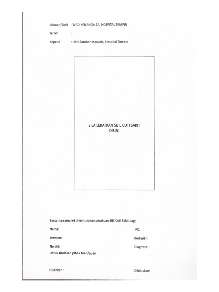 JabatanUnit WAD KENANGA 2A, HOSPITAL TAMPIN | PDF