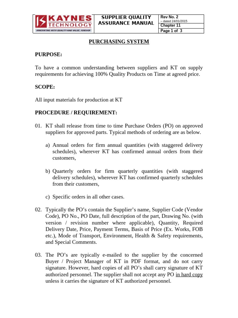 Chapter 11 - Purchasing System | PDF | Supply Chain | Business