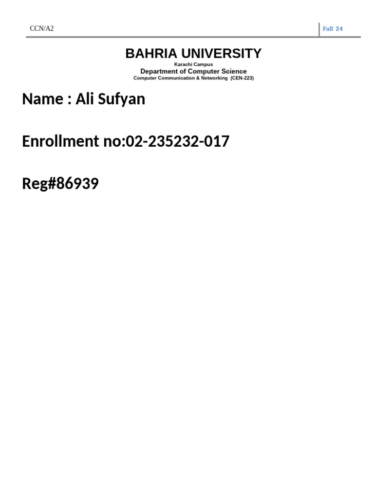 A2 DCN Fall24 US 11102024 124436pm | PDF | Error Detection And Correction | Computer Network