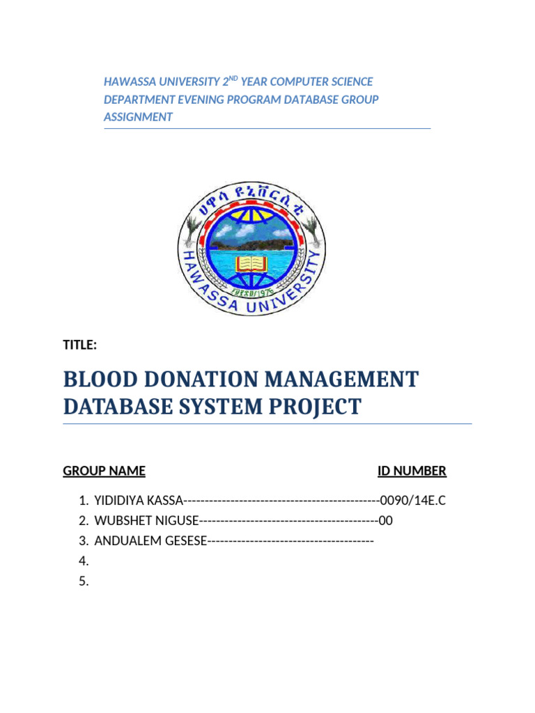 Blood Donation Management Database System Project | PDF | Databases | Database Design