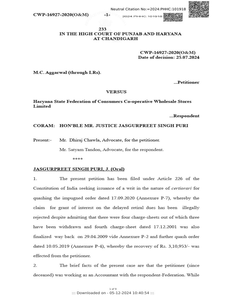 CWP 16927 2020 25 07 2024 Final Order | PDF | Justice | Crime & Violence