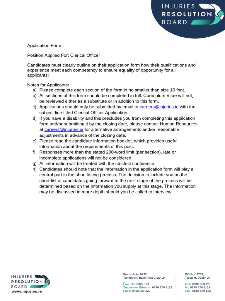 Co Application Form December Final | PDF | Communication | Dublin