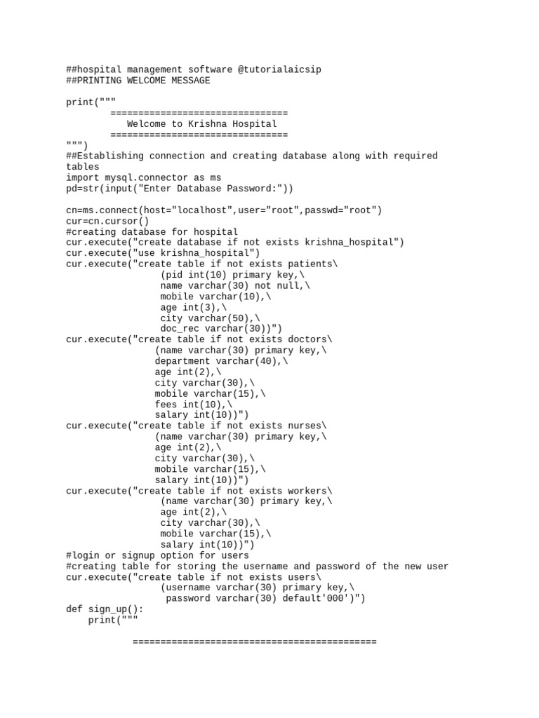 main hospital management code | PDF | User (Computing) | Password