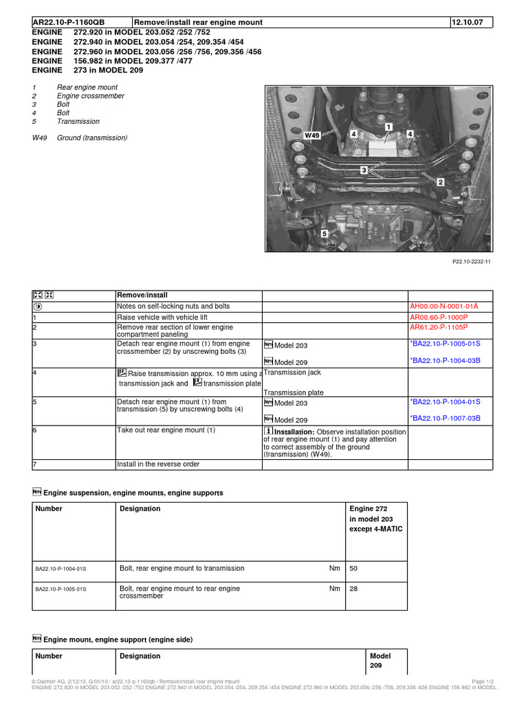 Remove - Install Rear Engine Mount | PDF | Automotive Industry | Sports Cars
