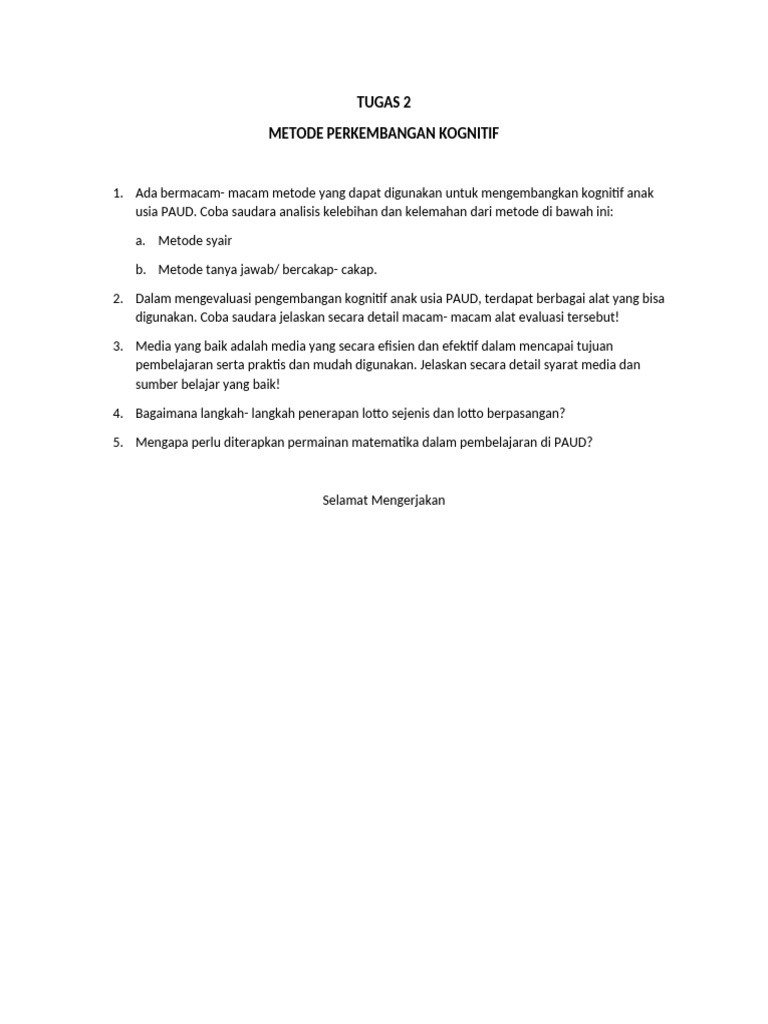 Tugas 2 Metode Kognitif | PDF