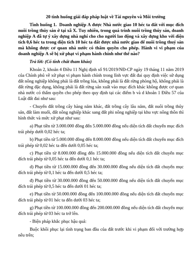 Tinh Huong Tai Nguyen Moi Truong Ly | PDF