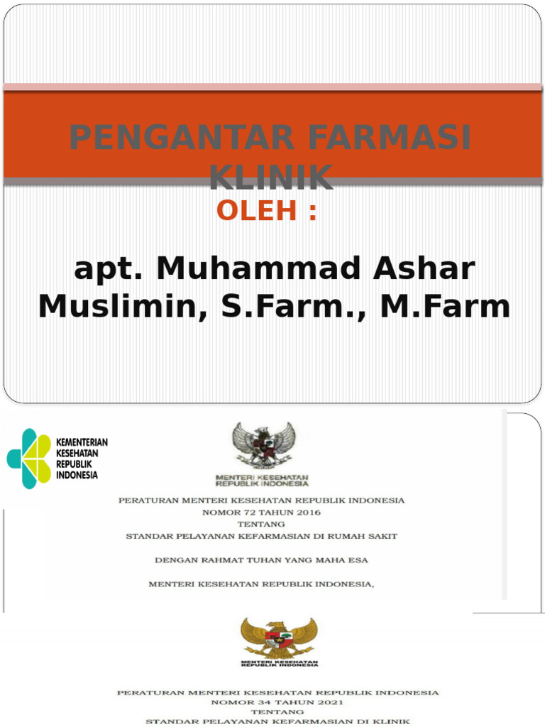 Materi Pengantar Farmasi Klinik | PDF