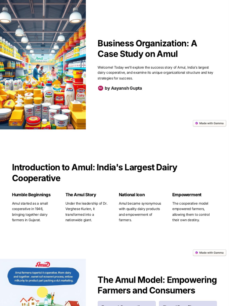 Business Organization A Case Study On Amul | PDF | Cooperative | Dairy