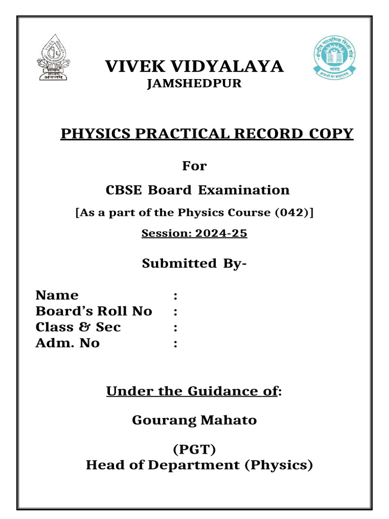 Lab Copy Front Page (PHY, CHEM, PHE, BIO) | PDF