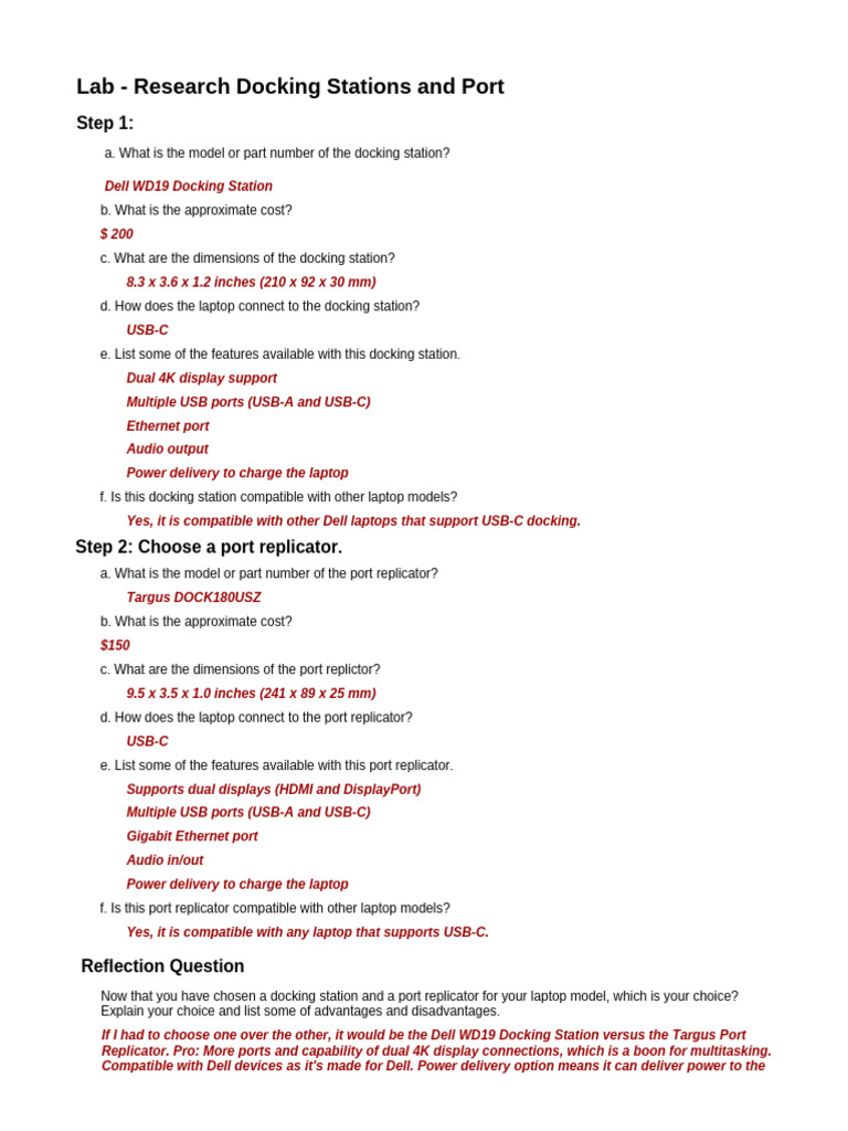 Lab 7.1.2.7 Research Dovking Stations and Port Replicators | PDF