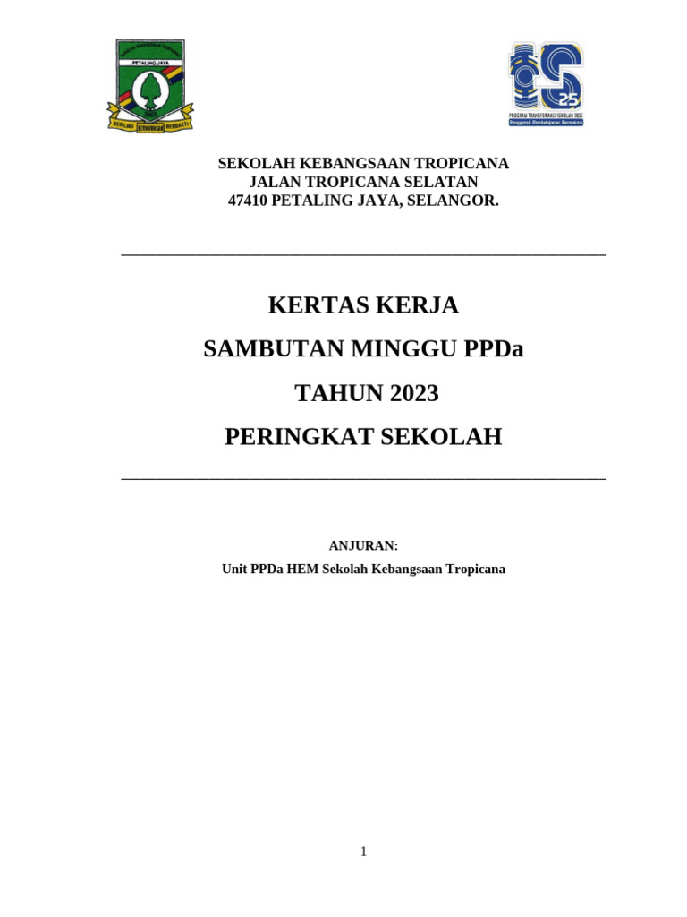 KERTAS KERJA PROGRAM PPDa 2023 | PDF