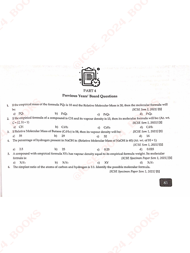 Previous Year Mole Concept Questions | PDF | Oxide | Ammonia