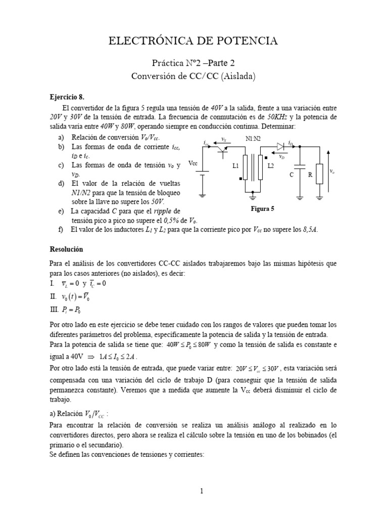 TP2 - Resolucion Ejercicio 8 | PDF | Corriente continua | Transformador